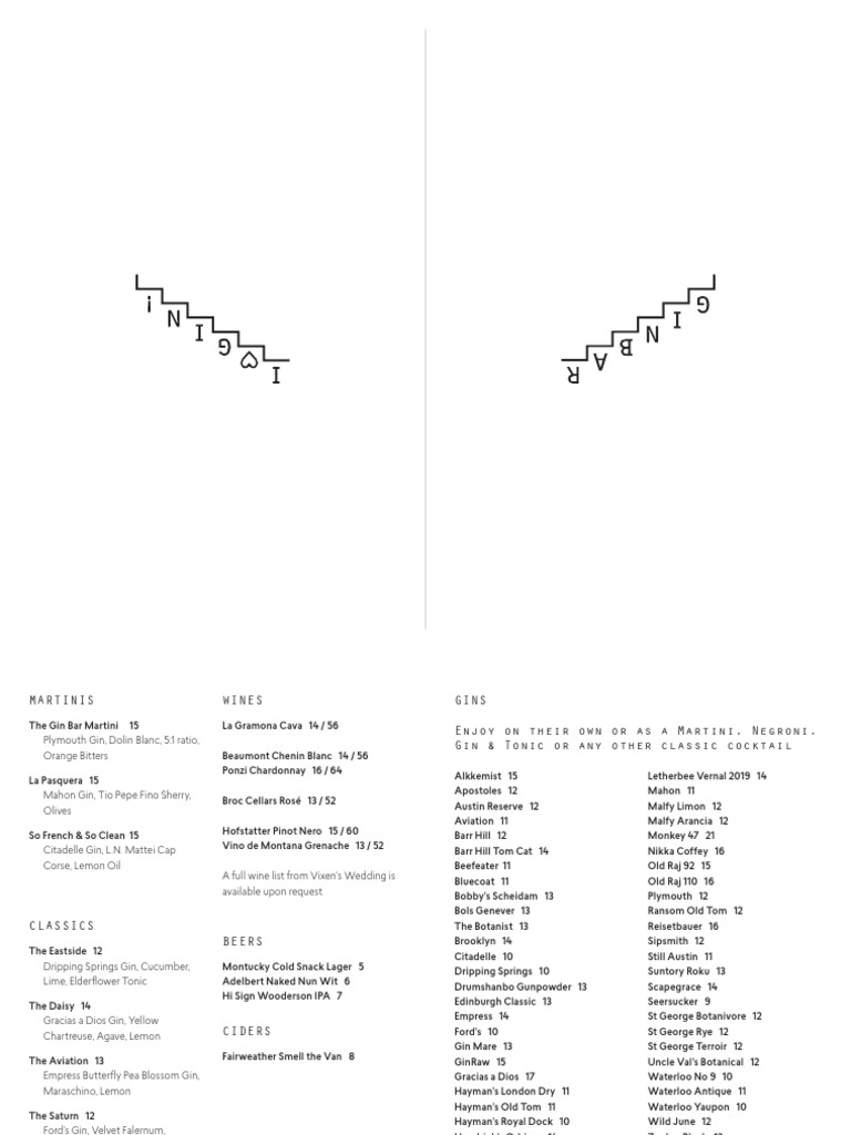 GinBar Menu 01 | Martini (Cocktail) | Gin