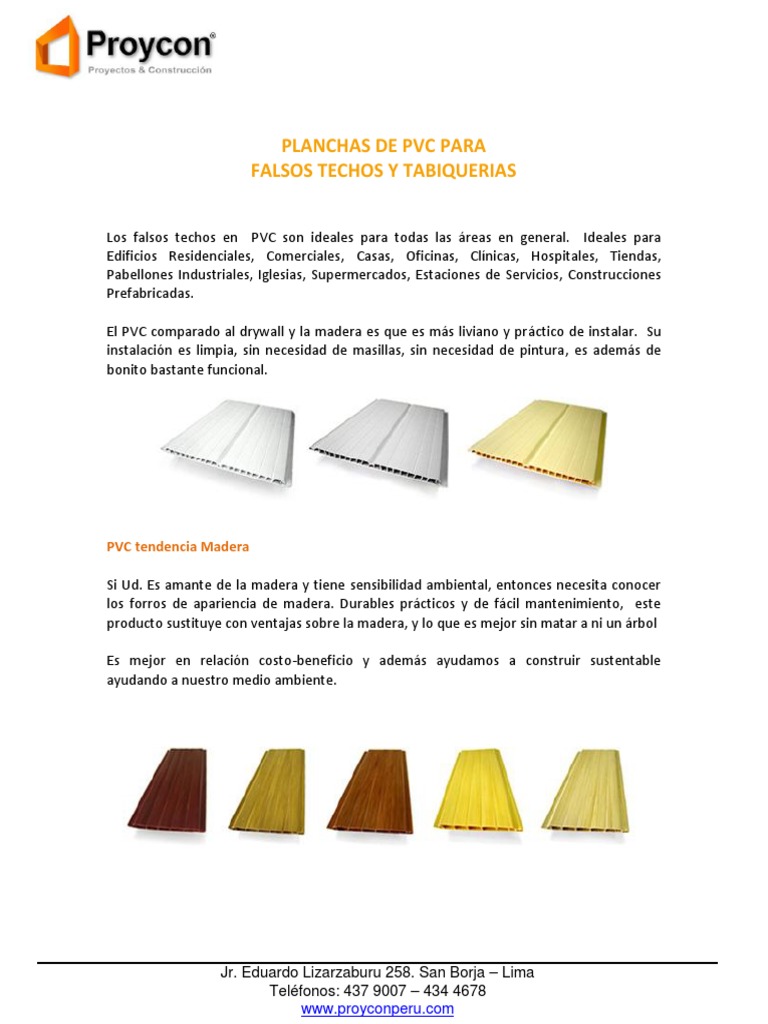 Catalogo Cielo Raso PVC Sistema Machimbrado | PDF | Madera | Naturaleza