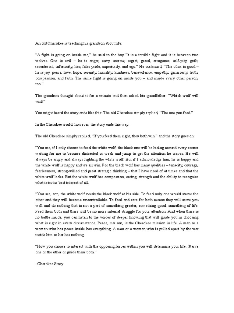 The Story of Two Wolves | PDF