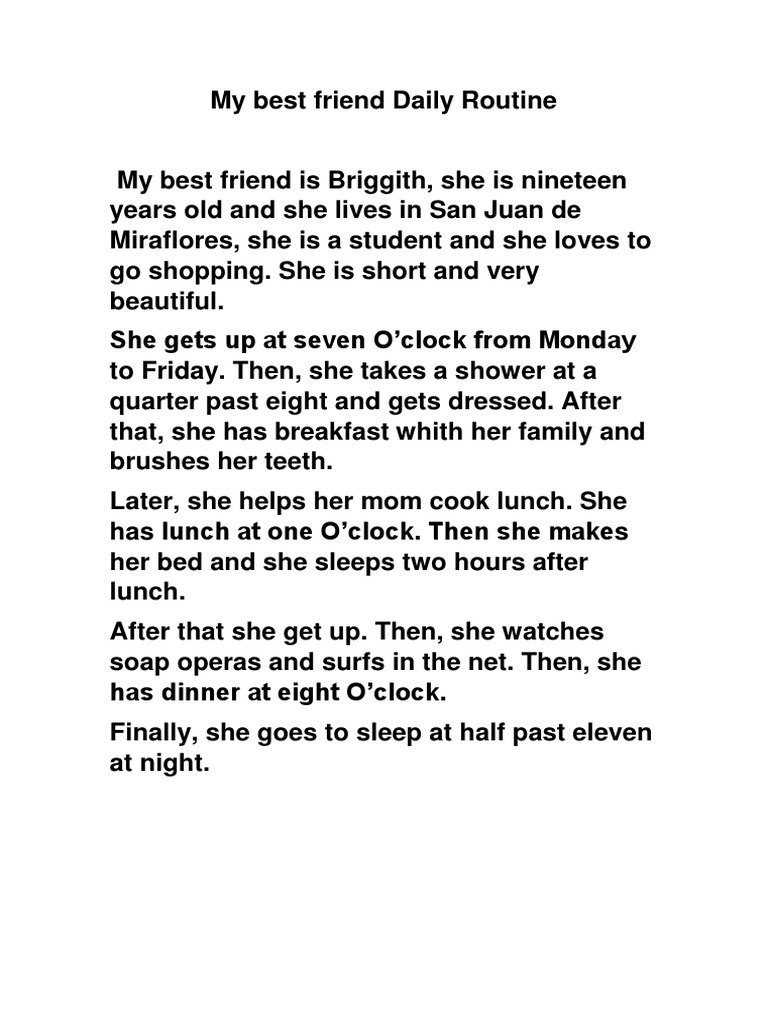 My Best Friend Daily Routine | PDF