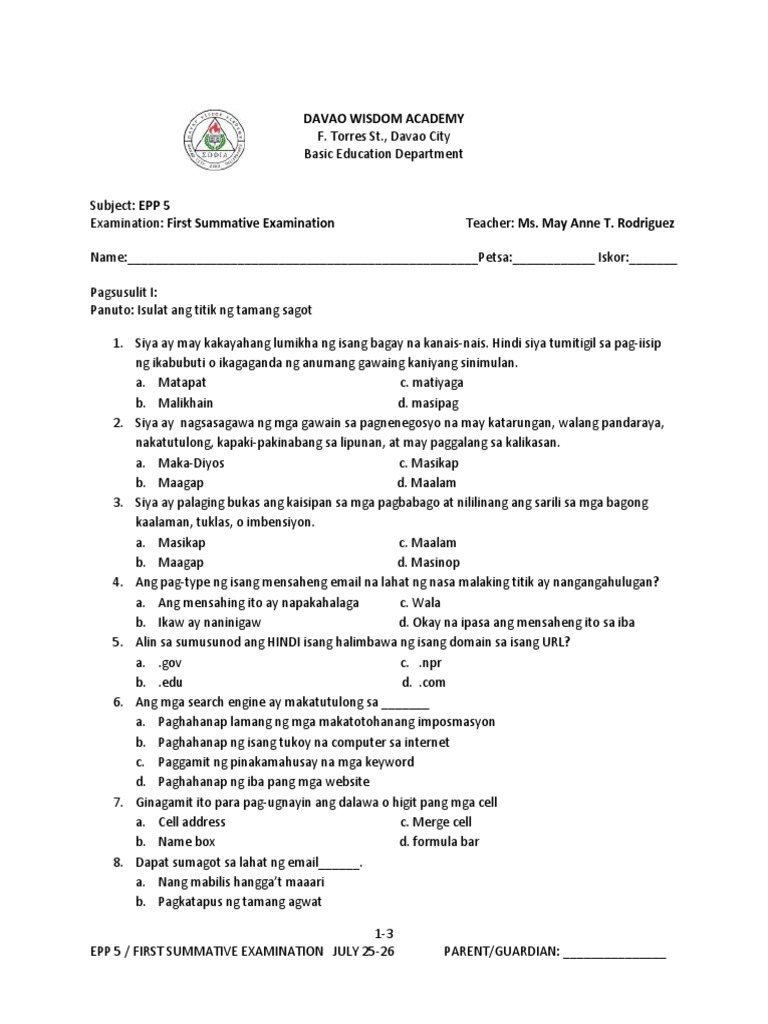 Epp 5 TQ | PDF