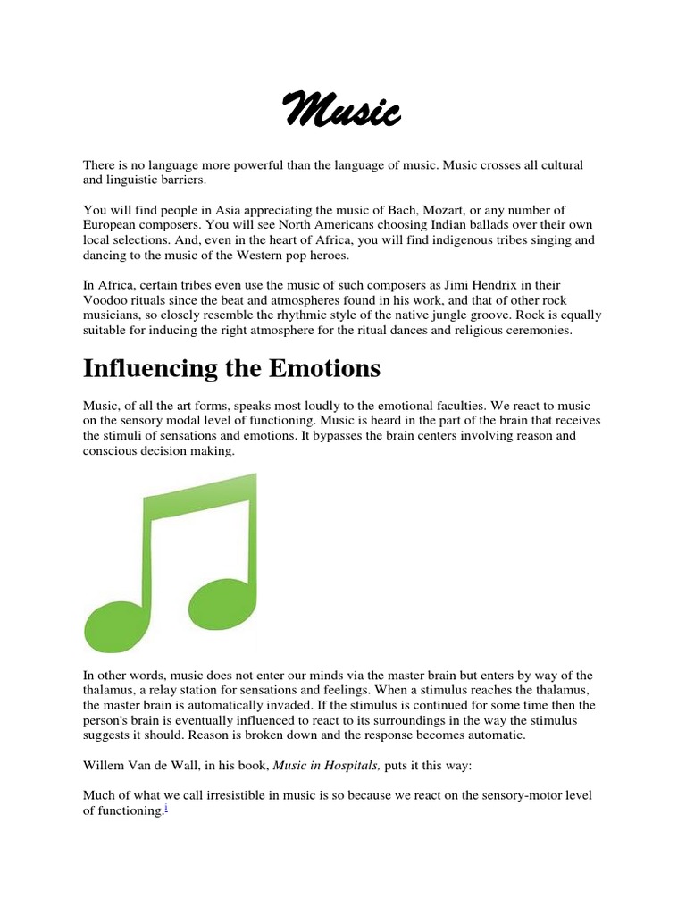 Music: Influencing The Emotions | PDF | Temple | Stimulus (Physiology)