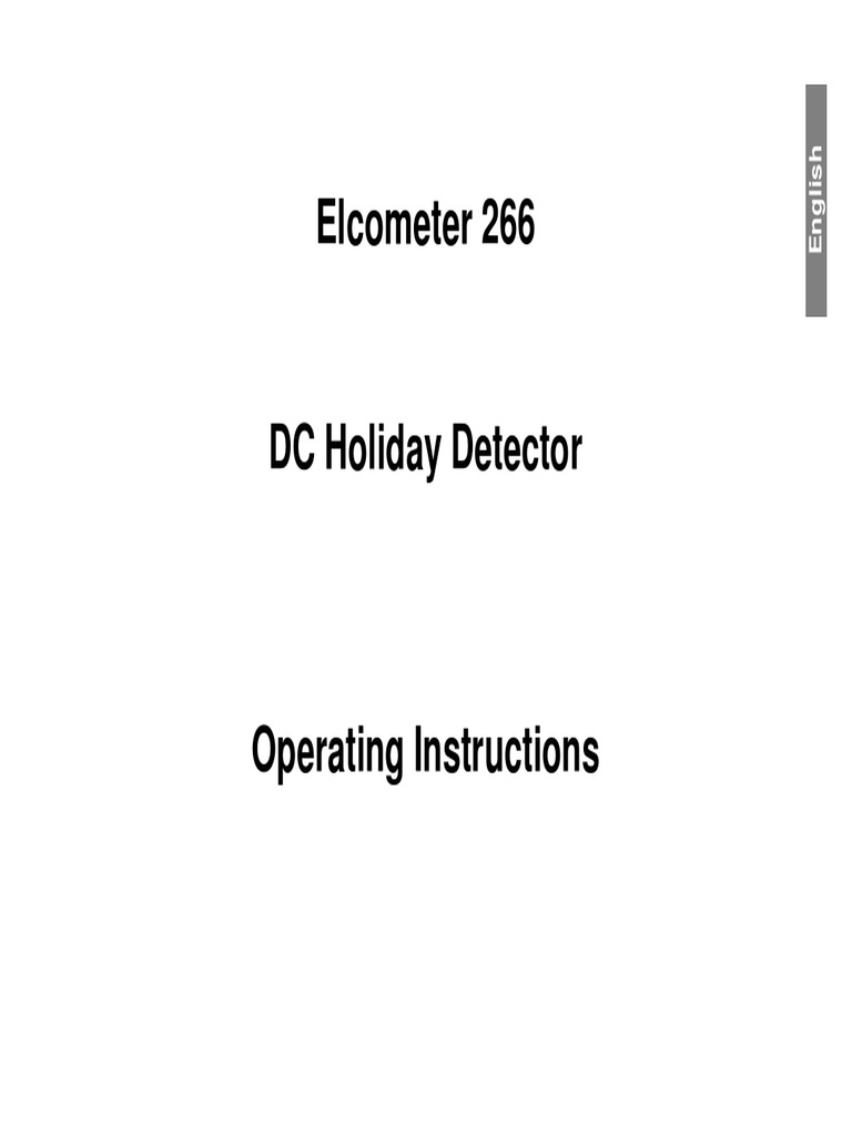 Elcometer 266 DC High Voltage Holiday Detector Instruction Manual | PDF ...