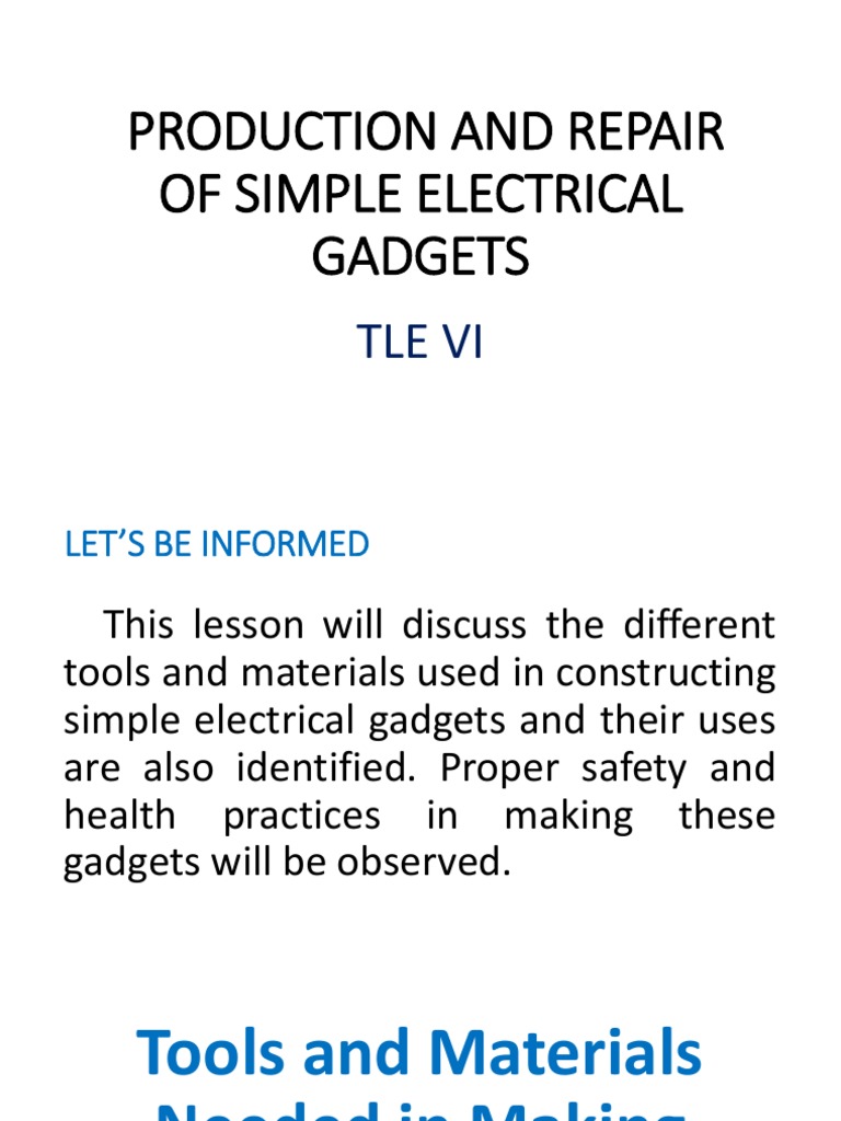 Simple Electrical Gadgets Guide | PDF | Electrical Connector | Tools