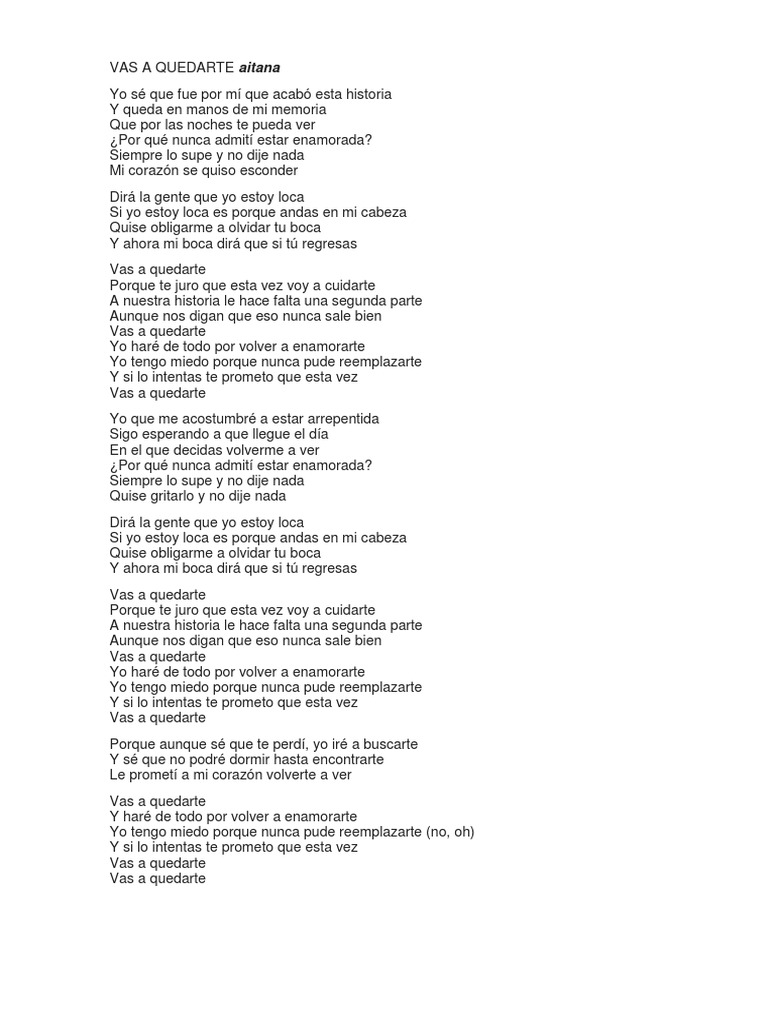Vas A Quedarte | PDF