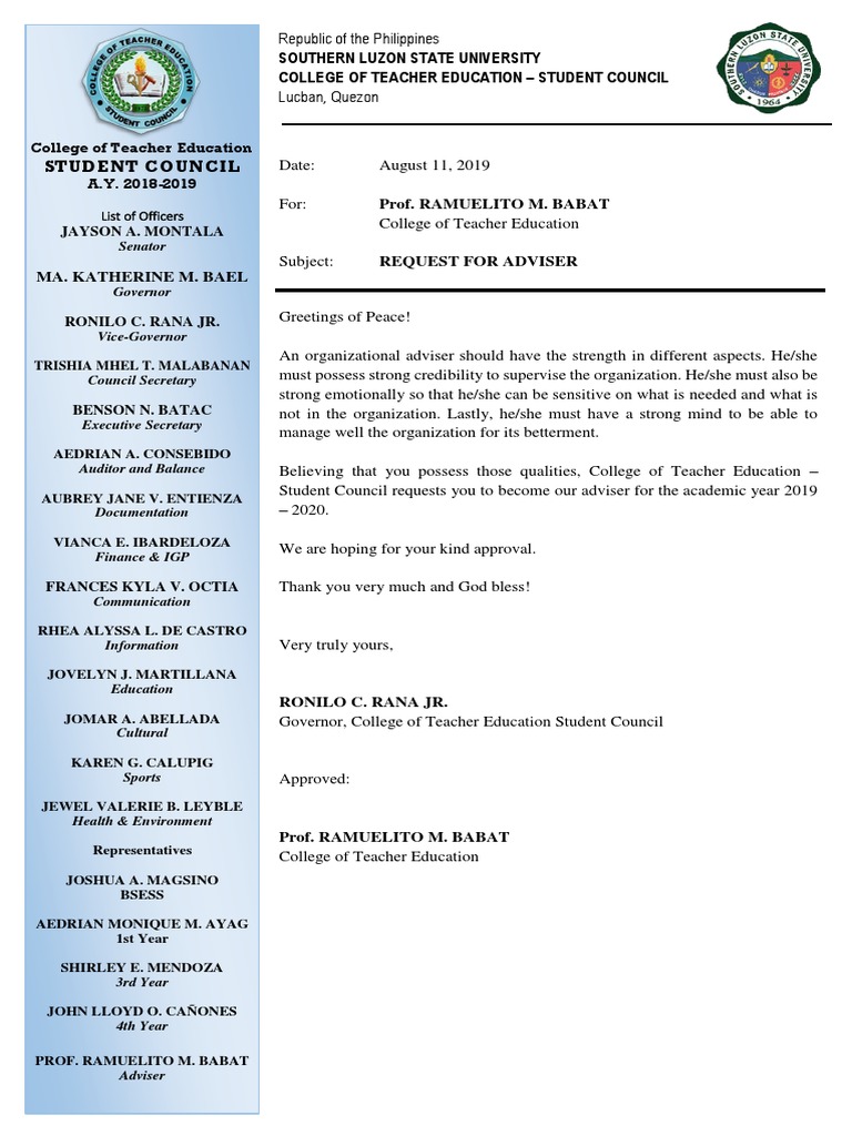 Request For Advisorship | PDF | Learning | Further Education