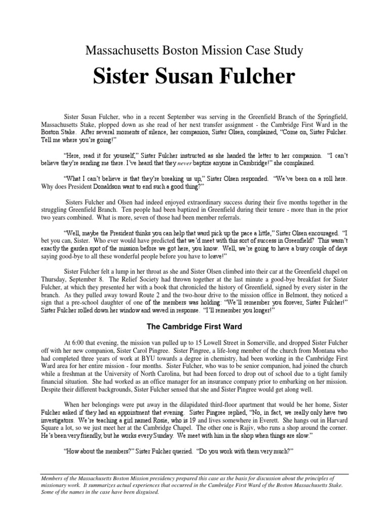 LDS Missionary Work Case Study - Fulchercase | PDF | Missionary (Lds ...