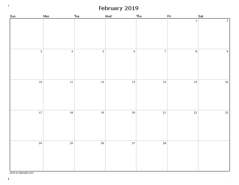 February 2019 Printable Calendar | PDF