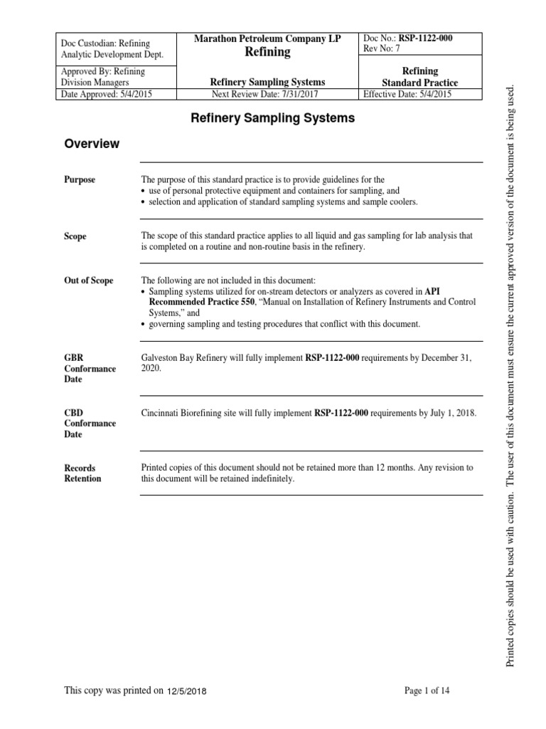 Sample Station Spec | PDF | Oil Refinery | Valve