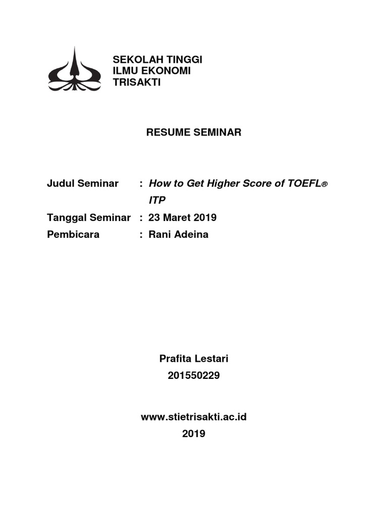 Resume How To Get Higher Score of TOEFL ITP | PDF