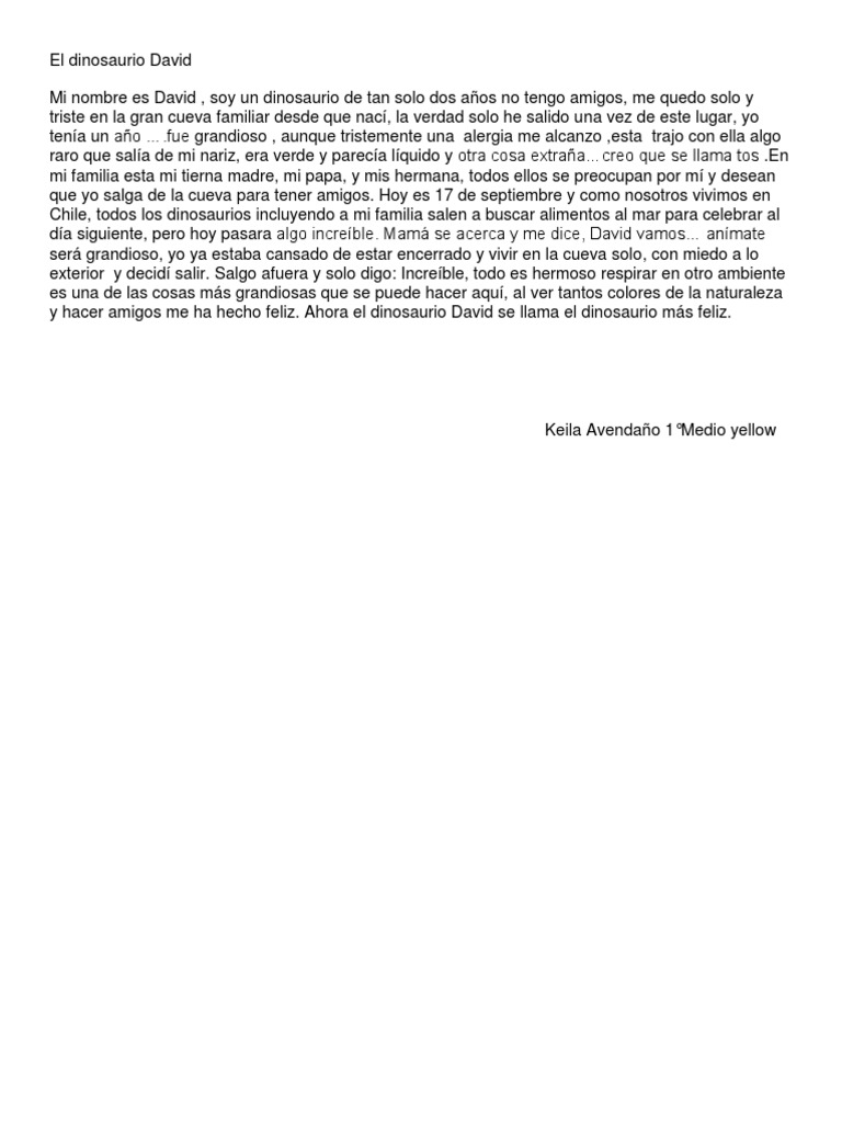 El Dinosaurio David | PDF