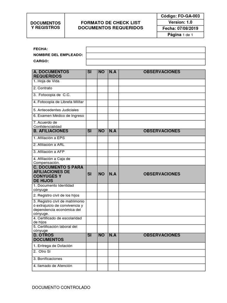 Formato Check List | PDF