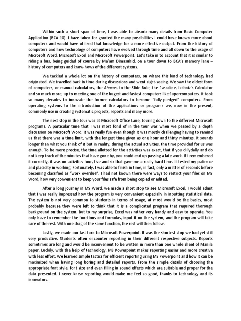 500 Word Essay BCA | PDF | Time | Microsoft Excel
