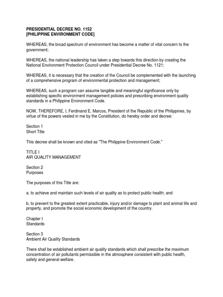 Philippine Environment Code Overview | PDF | Air Pollution | Greenhouse Gas