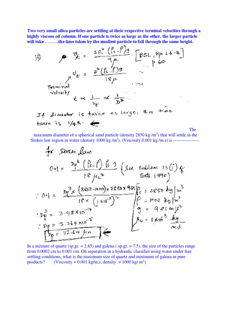 Sedimentation | PDF | Drag (Physics) | Reynolds Number