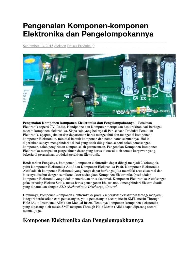 Pengenalan Komponen Elektronika Dasar | PDF | Sains & Matematika