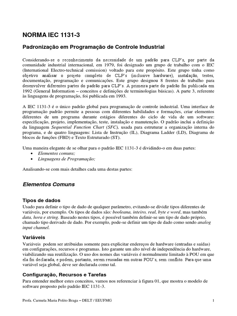 Norma Iec 1131 | PDF | Linguagem de programação | Scada