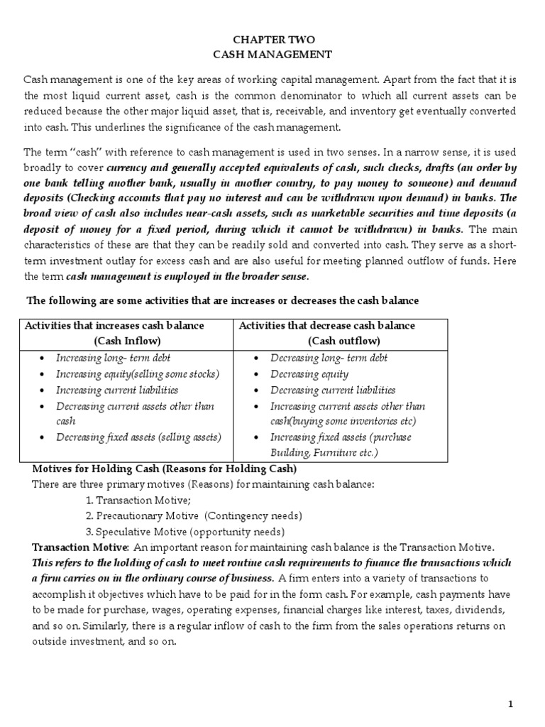 Cash Management | PDF | Float (Money Supply) | Cheque