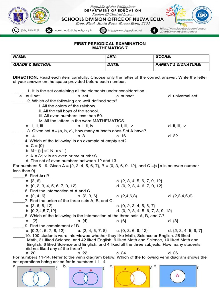 New Deped NE Letterhead | PDF | Set (Mathematics) | Rational Number