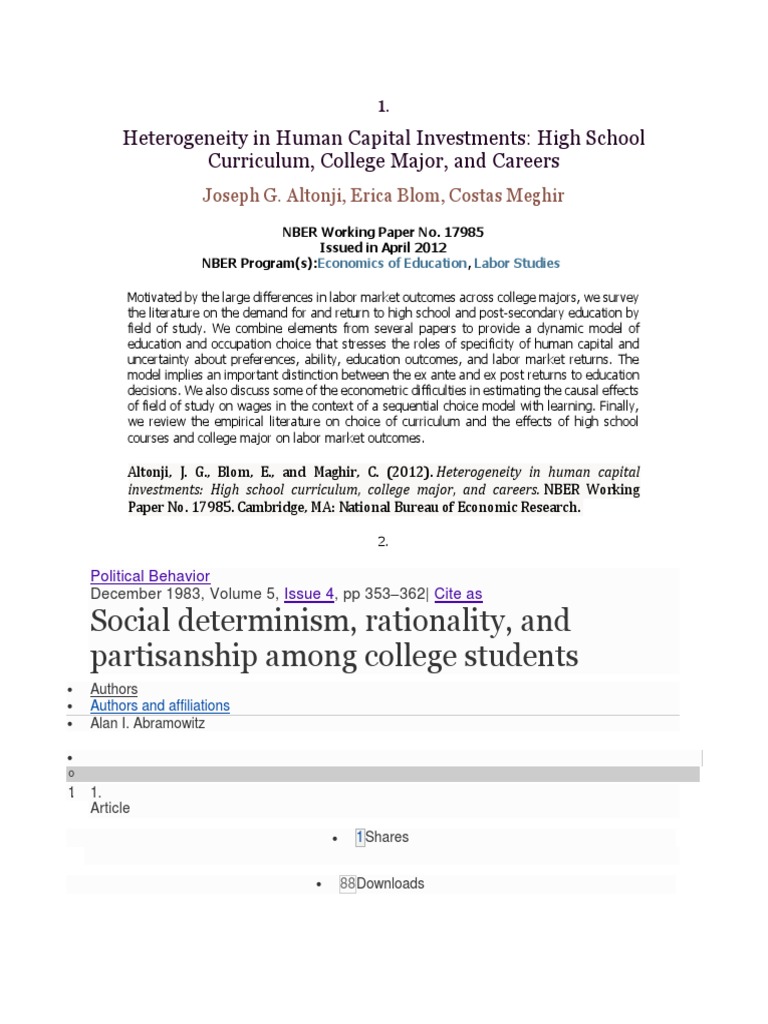Social Determinism, Rationality, and Partisanship Among College ...