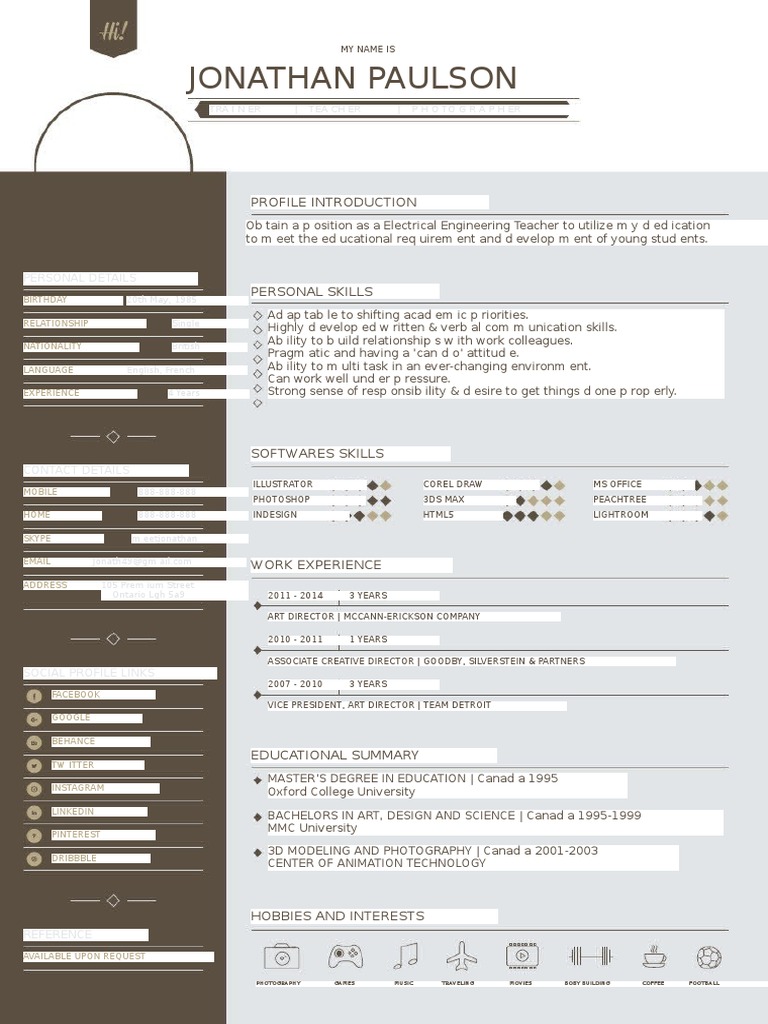 Free Modern Resume Design Template | PDF | Computing And Information ...