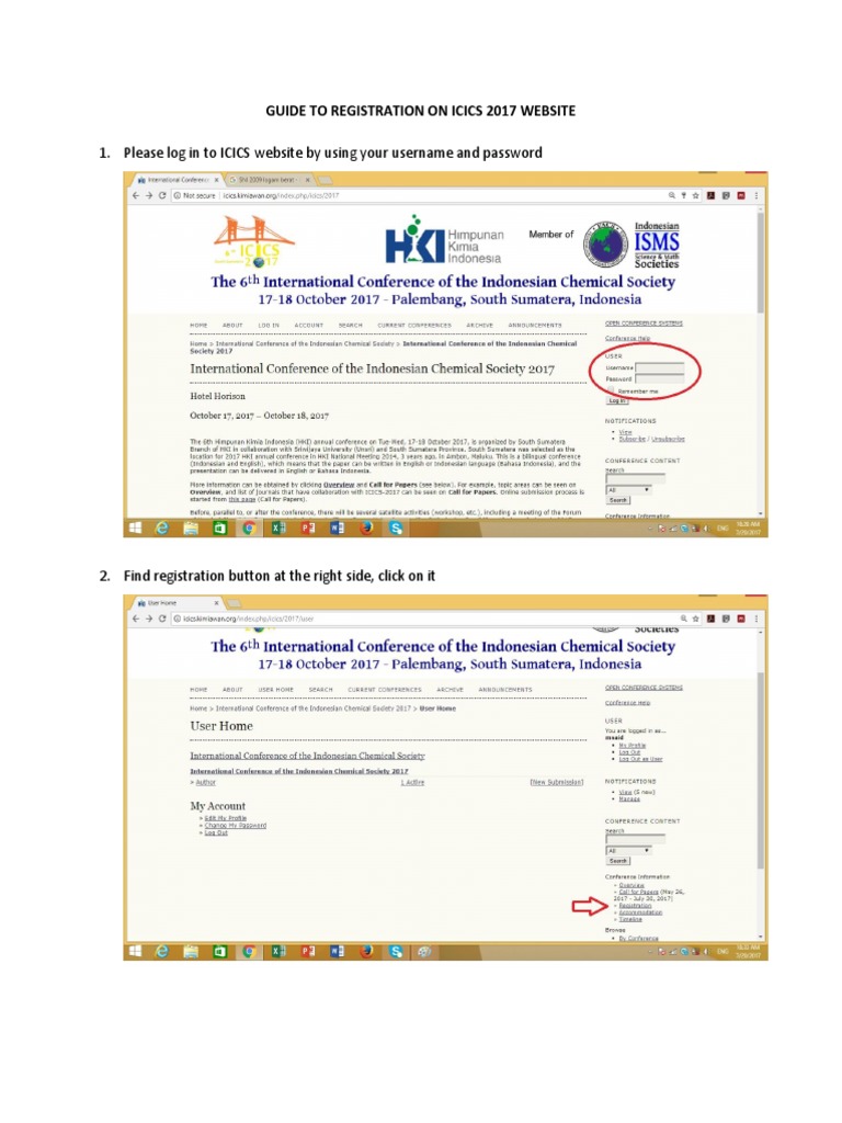Guide To Registration On Icics 2017 Website | PDF