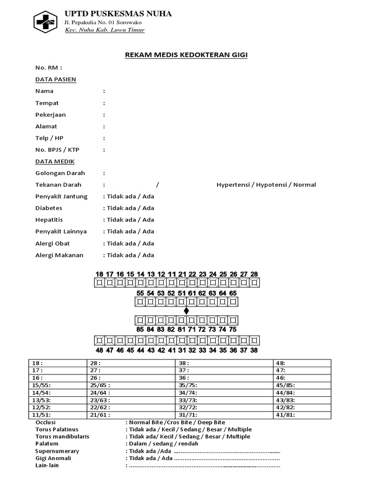 Lembar Odontogram Gigi | PDF