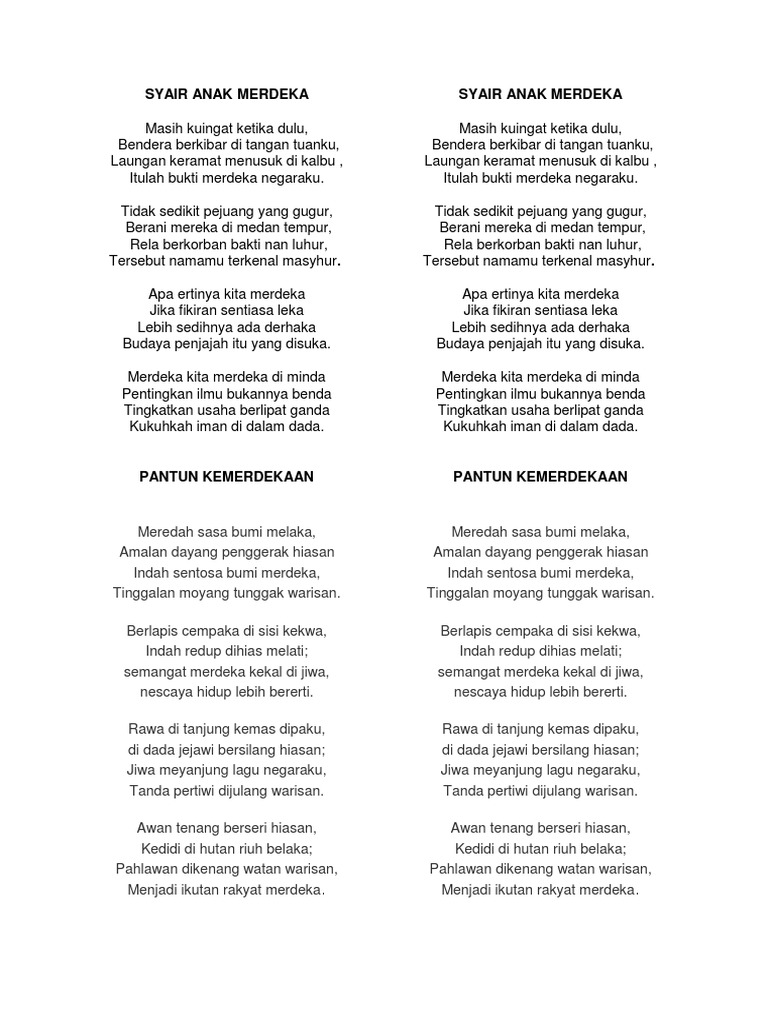 Syair Anak Merdeka | PDF