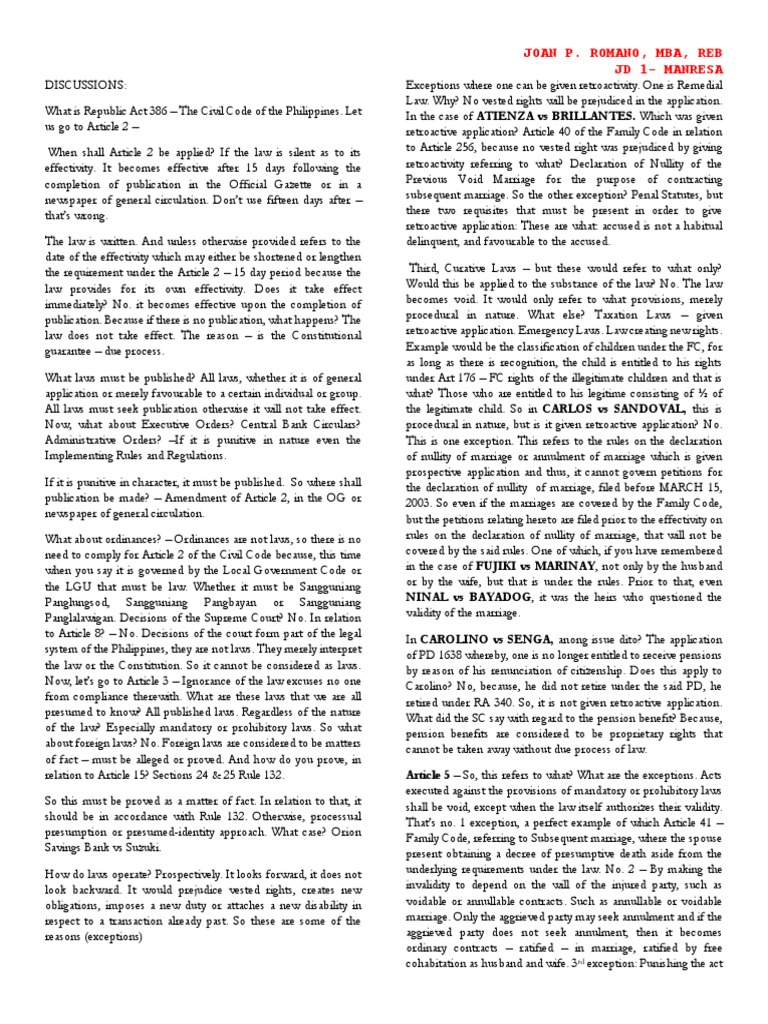 Analysis of Key Legal Concepts Regarding the Retroactive Application of ...