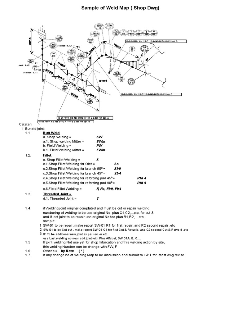 Sample of Weld Map (Shop DWG) | PDF | Electric Heating | Welding