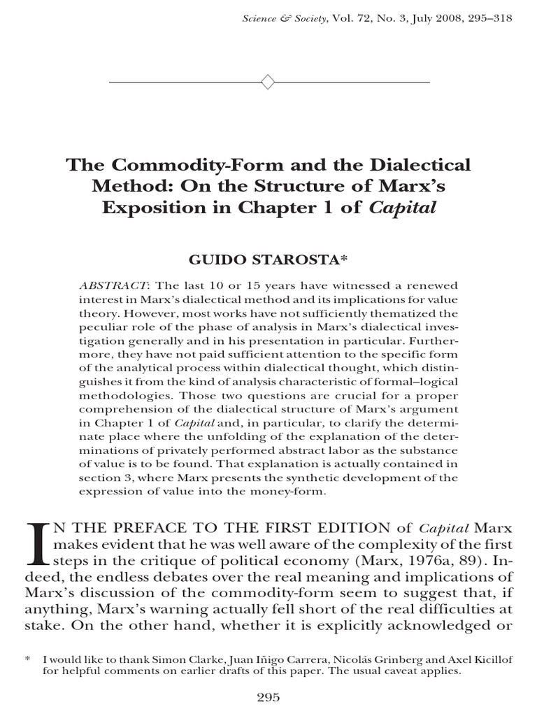 The Commodity-Form and The Dialectical Method: On The Structure of Marx ...