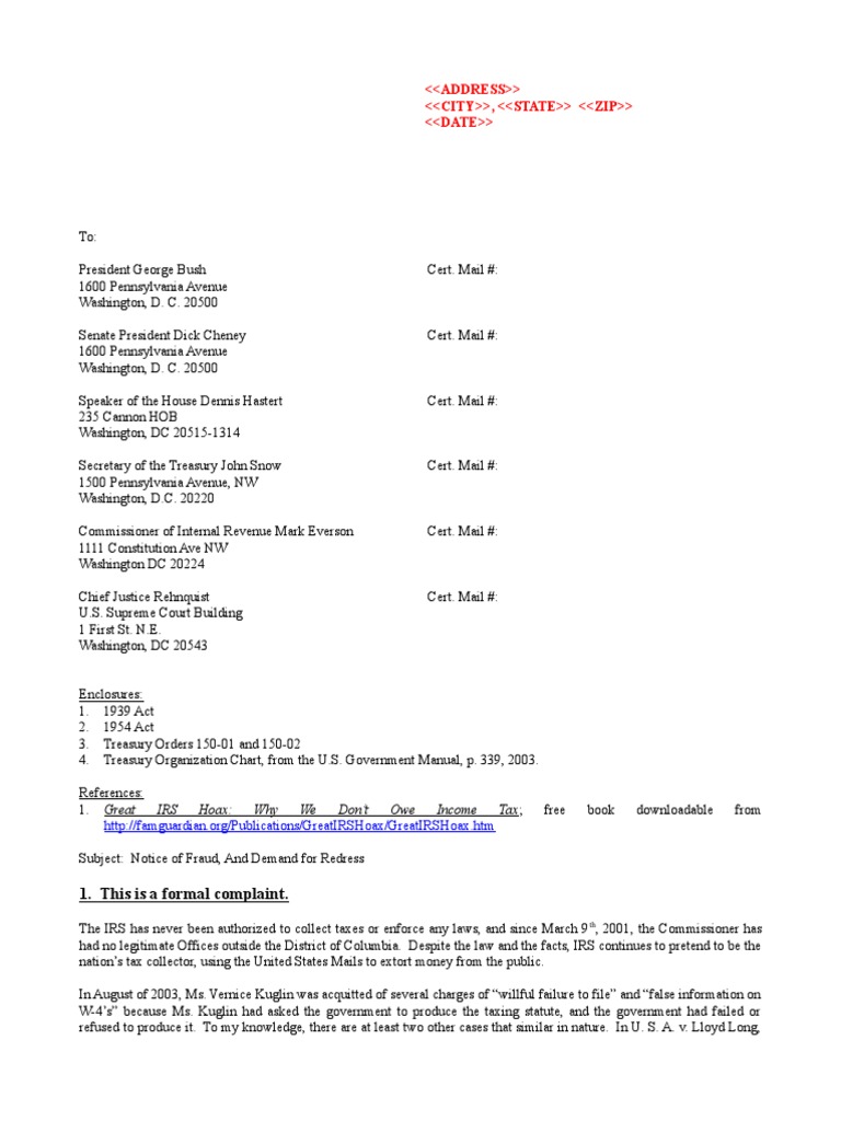 Notice of Fraud | PDF | Internal Revenue Service | Repeal