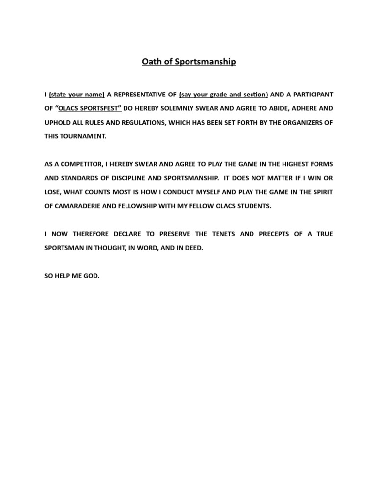 Oath of Sportsmanship | PDF