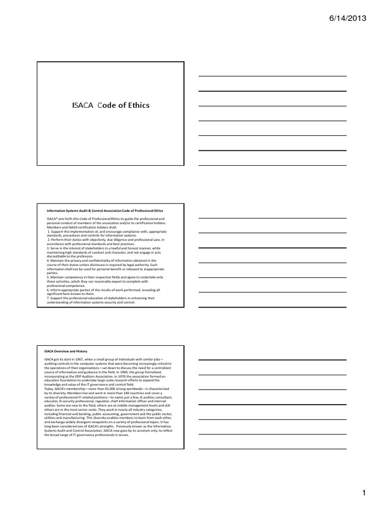 ISACA Code of Ethics | PDF | Information Security | Audit