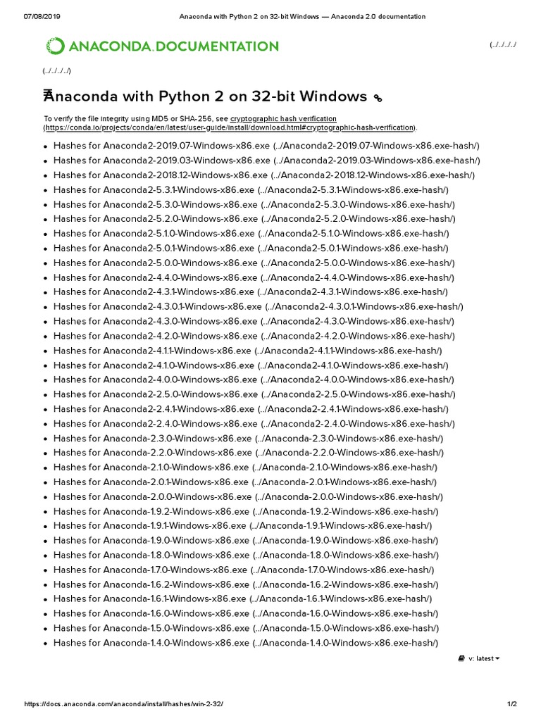 Anaconda With Python 2 On 32-Bit Windows - Anaconda 2.0 Documentation ...