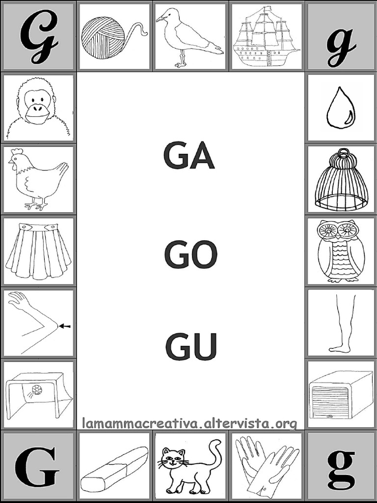 Sillabe Ga Go Gu Scheda 1 PDF | PDF