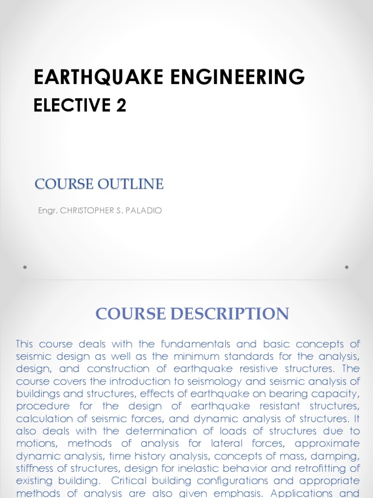 Earthquake Engineering - Course Outline | PDF | Earthquakes ...