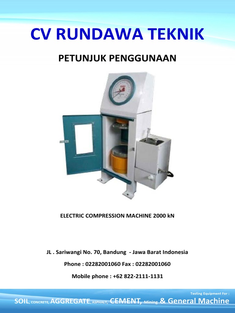 Manual Book Compression Machine 2000 KN | PDF