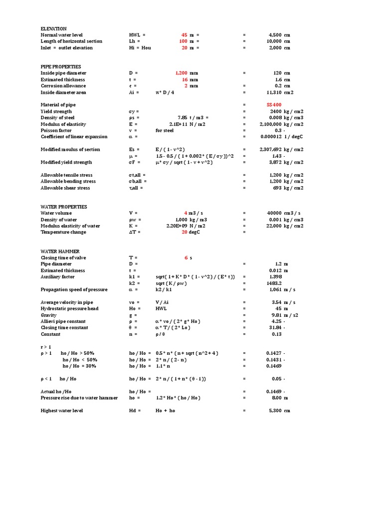 ELEVATION AND PIPE STRESS CALCULATIONS | PDF | Young's Modulus ...