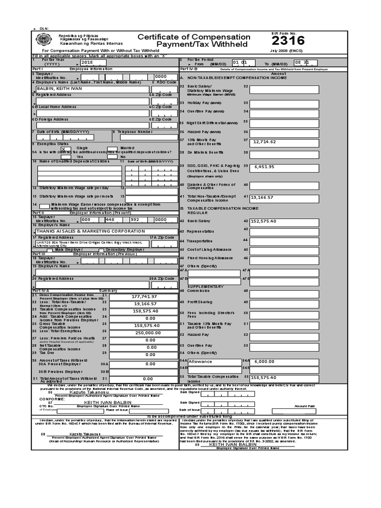 Certificate of Compensation Payment/Tax Withheld | PDF | Income Tax | Wage