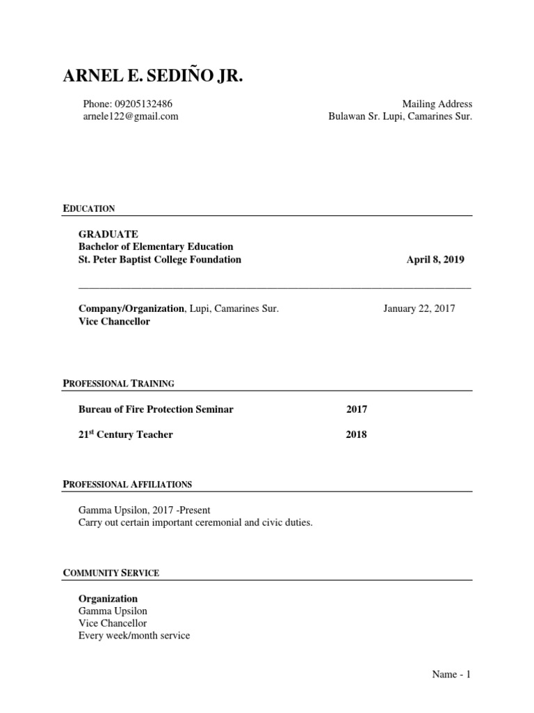 Arnel E. Sediño JR.: Ducation | PDF