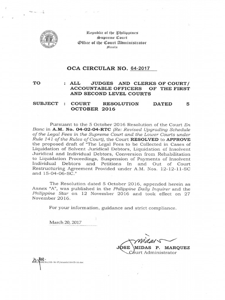 OCA Circular No. 64 2017 PDF | PDF