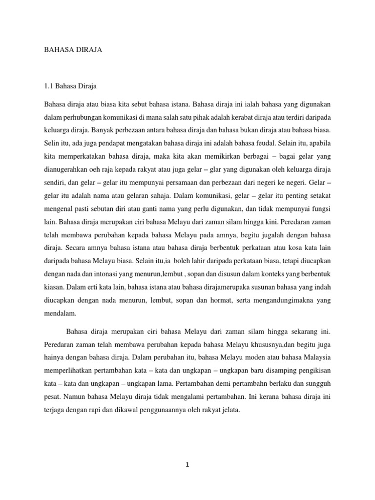 Bahasa Diraja 1 | PDF