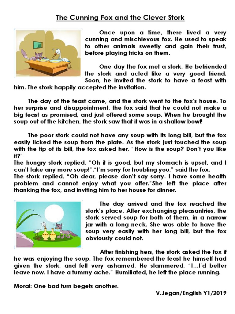 The Cunning Fox and the Clever Stork | PDF | Cooking, Food & Wine