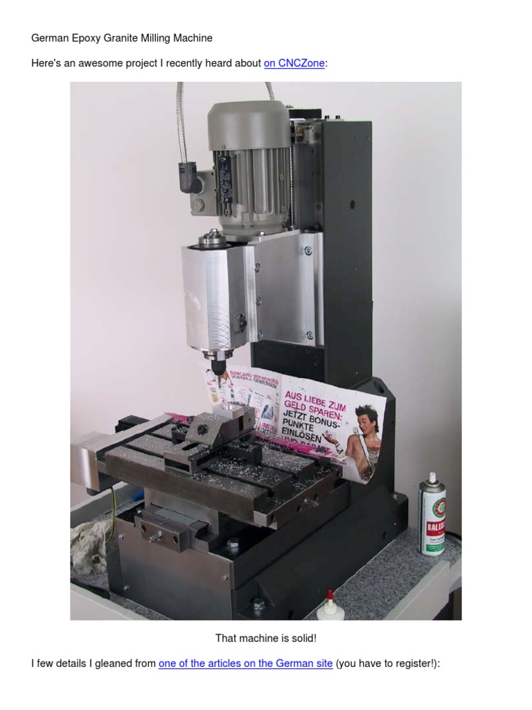 On Cnczone: German Epoxy Granite Milling Machine Here'S An Awesome ...