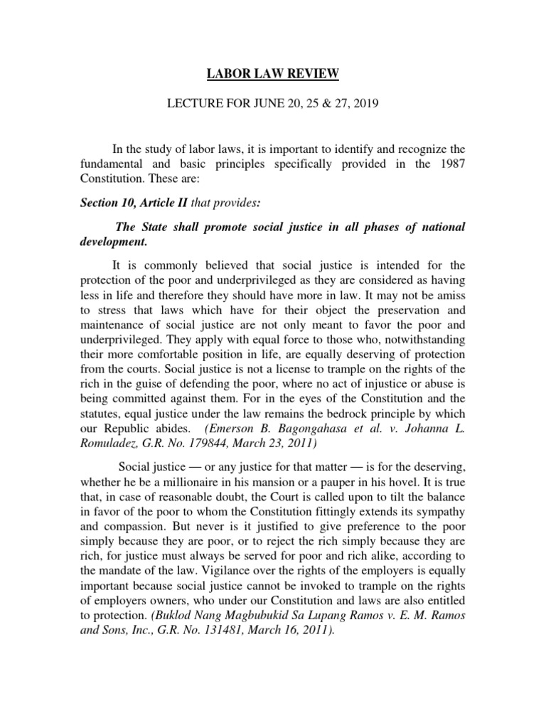 Labor Law Review 2019 2020 First Part 1 | PDF | Collective Bargaining ...