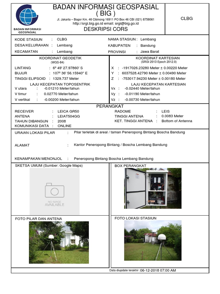 Data CORS BIG di Bandung dan Cibinong | PDF