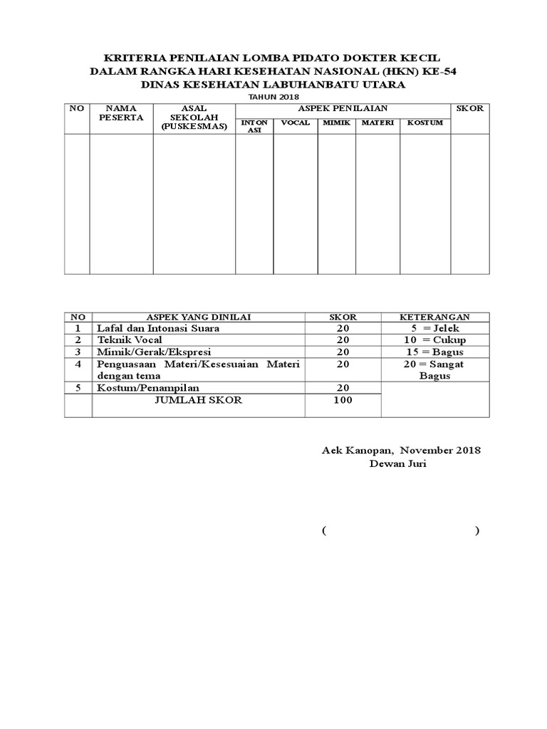 Kriteria Penilaian Lomba Pidato | PDF Kriteria Penilaian Lomba Pidato | PDF