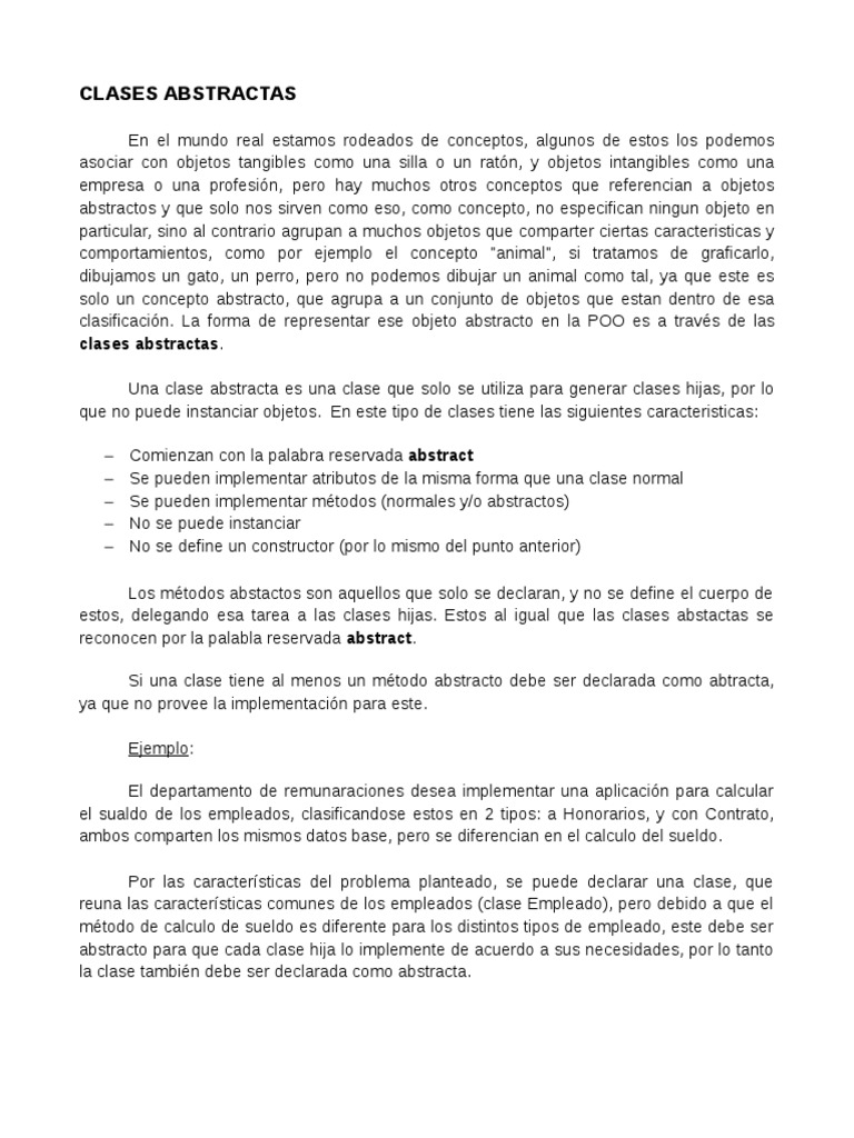 Clases Abstractas y Interfaces en POO | PDF | Objeto (informática ...