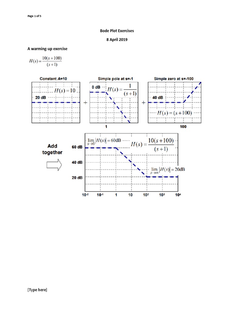Bode Plot Exercises 8 April 2019 A Warming-Up Exercise: Page 1 of 5 | PDF
